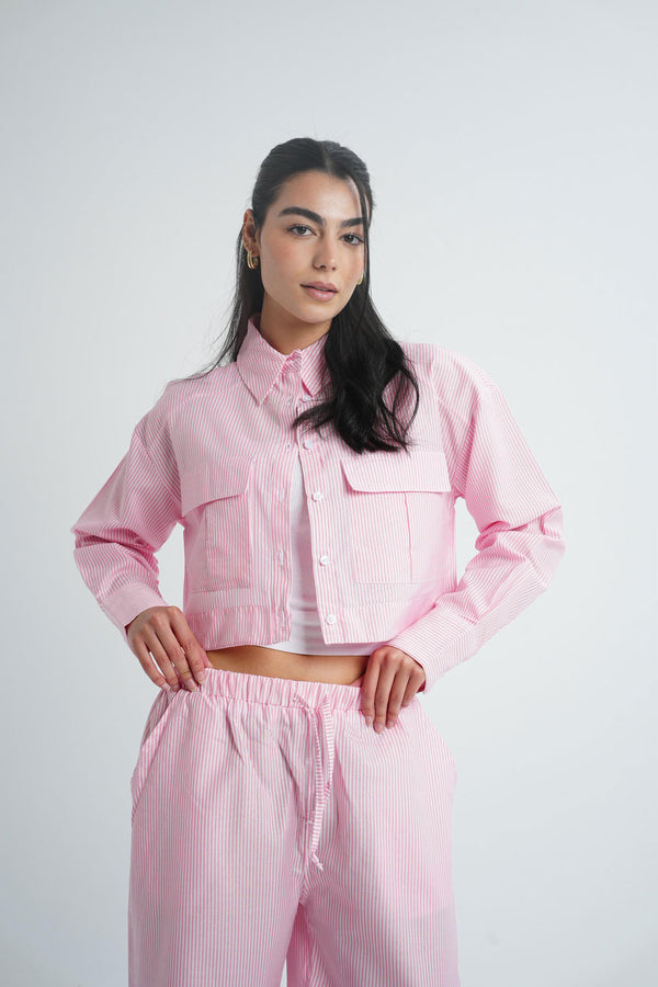 Cropped PJ striped Pink chemise