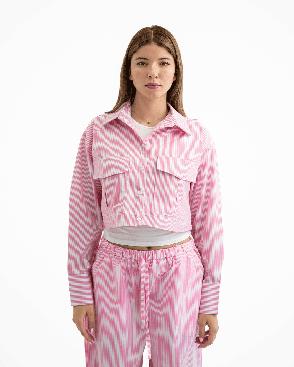 Cropped PJ striped Pink chemise